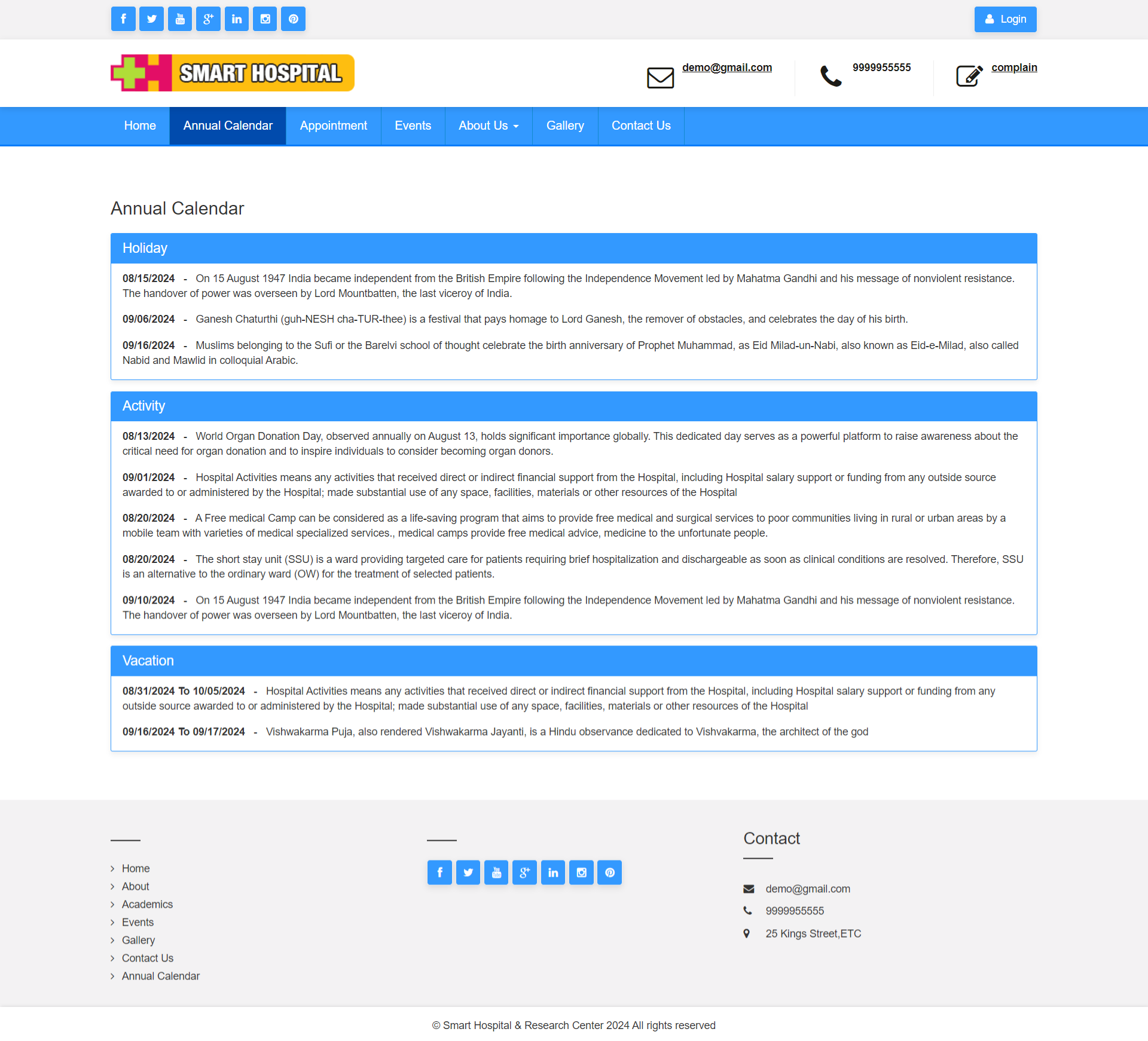 How to add holiday in annual calendar on smart hospital? - Smart ...