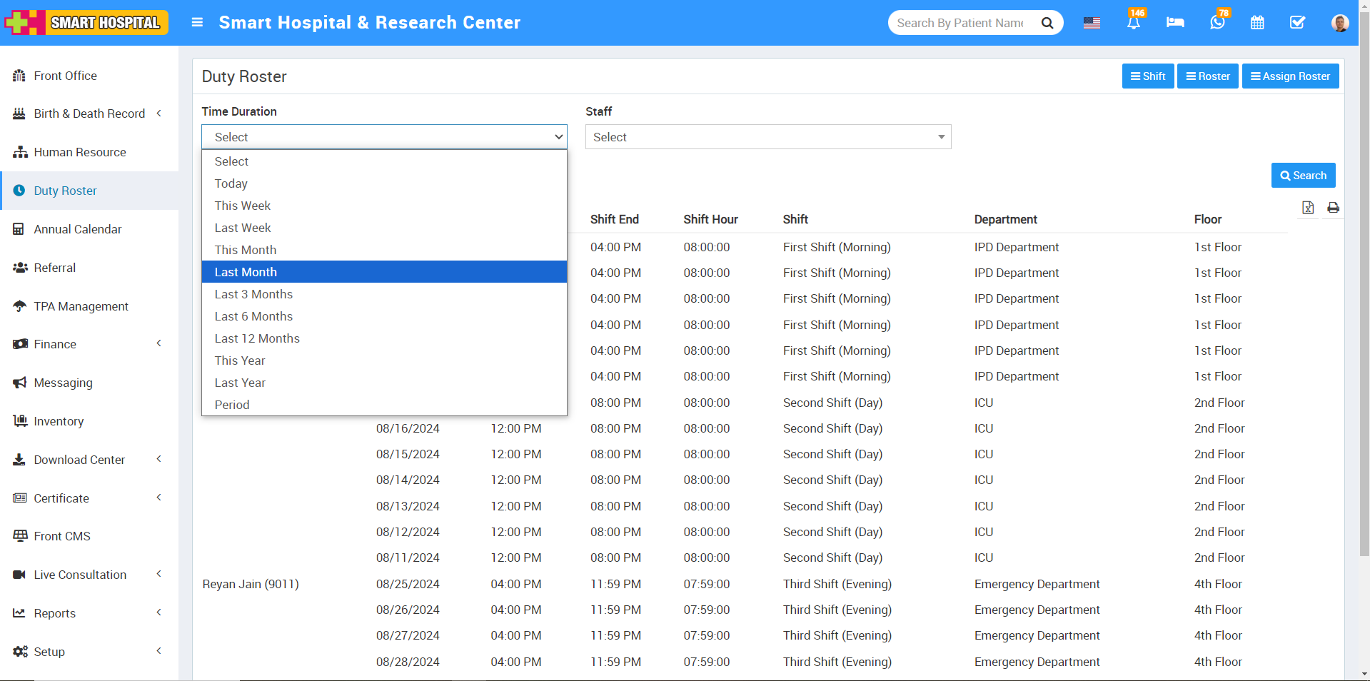 How to search the duty roster? - Smart Hospital : Hospital Management ...