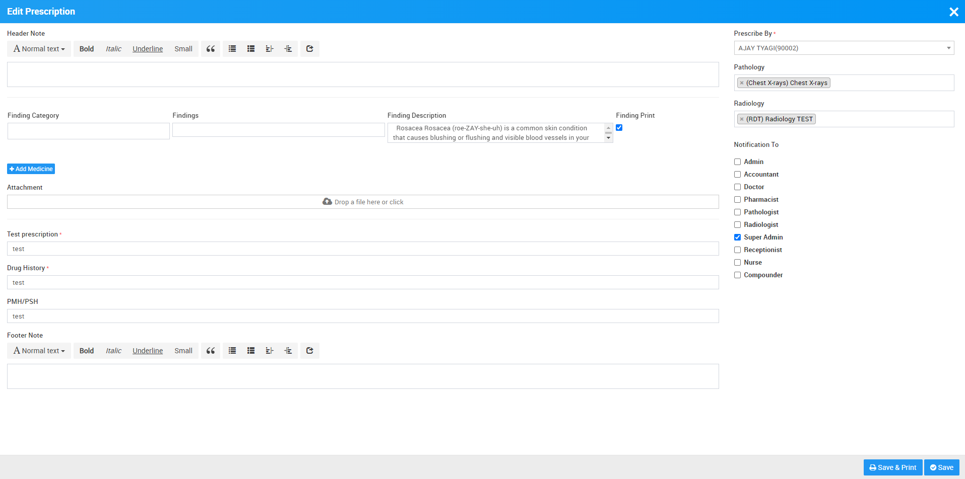 IPD Prescription - Smart Hospital : Hospital Management System by QDOCS